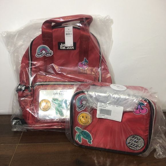 Justice | Accessories | Justice Red Patch Backpack Lunch Tote New ...